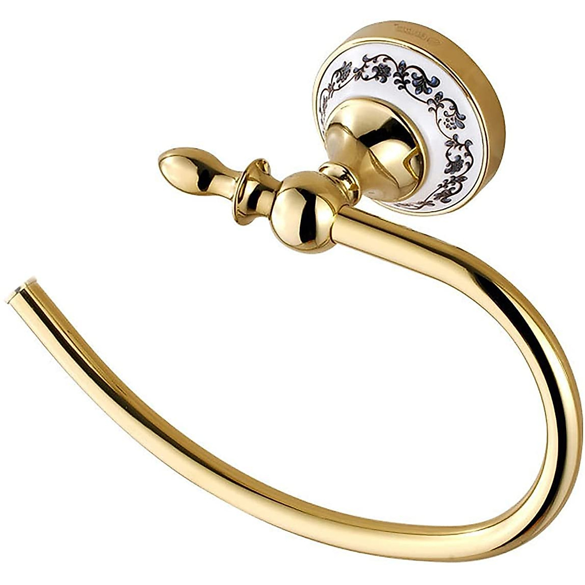 KouRy Retro Towel Holders for Bathrooms, Crystal Towel Ring, Hand Towel Rack Wall Mounted Decorative Gold Towel Ring Hand Towel Holder (Gold)