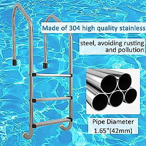 WECIYGG 3-Step Swimming Pool Ladder with Stainless Steel Non-Slip Pedals for Indoor/Outdoor Pools, Weight Capacity 330lbs, Sturdy and Durable Poolladder Easy to Install and Climb (3 Step)