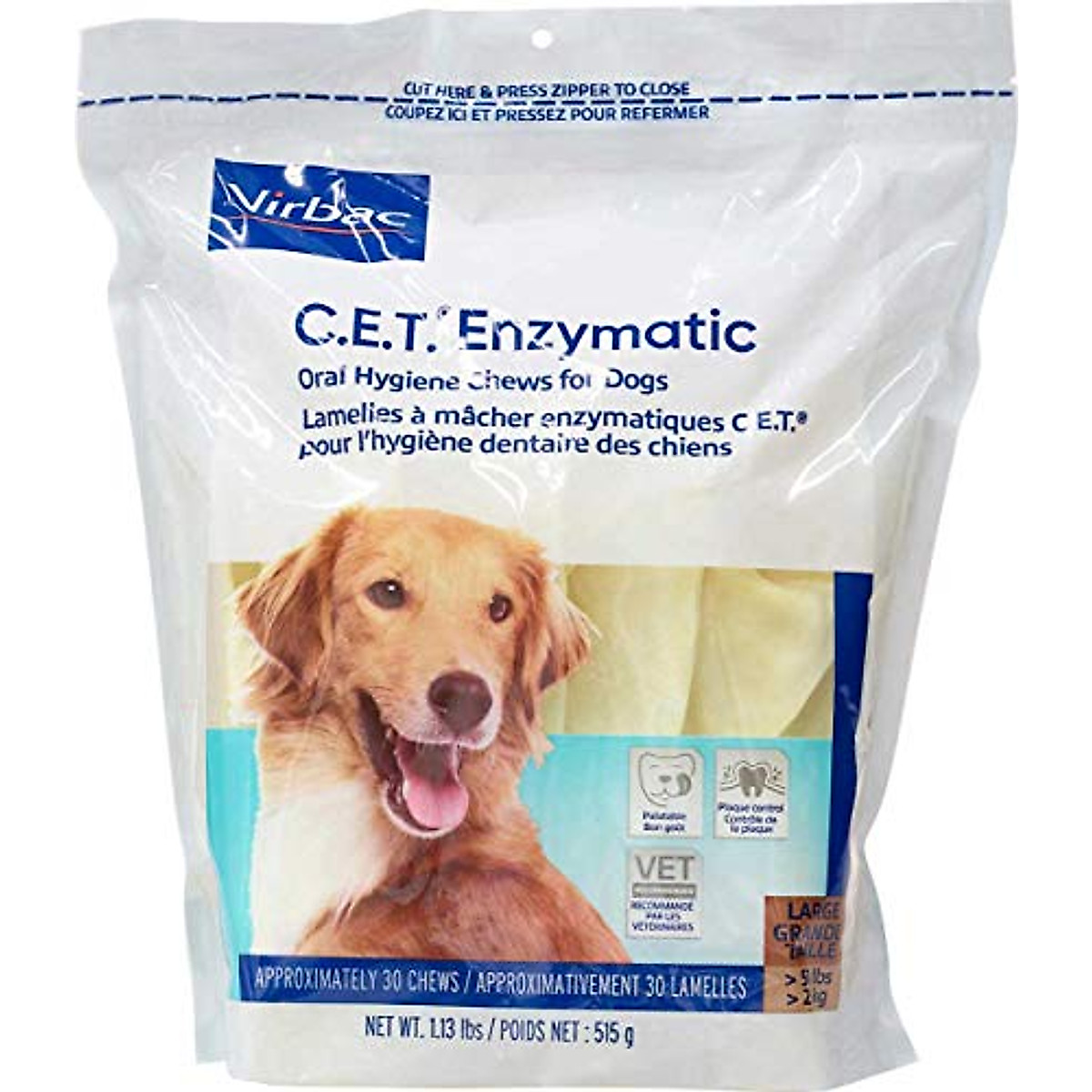C.E.T. Enzymatic Oral Hygiene Chews for Large Dogs (51+ Pounds) - 90 (chews) by Virbac