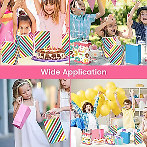 Shindel 32PCS Rainbow Gift Bags, Colorful Paper Bags Goodie Bags with Handles, 5.5"x2.8"x8" Party Favor Bags for Graduations, Baby Showers, Birthdays and Party Supplies