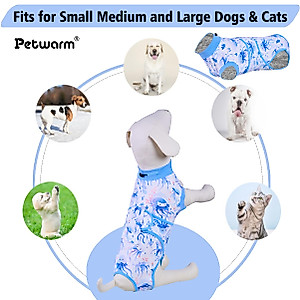 PetWarm Post Spay Dog Suit Female,Dog Surgery Suit,Cone of Shame Alternatives Bodysuit for Abdominal Wounds Skin Disease, Dog Bodysuit for Small Medium Large Dogs,Marine Animal Patterns,Blue,XS
