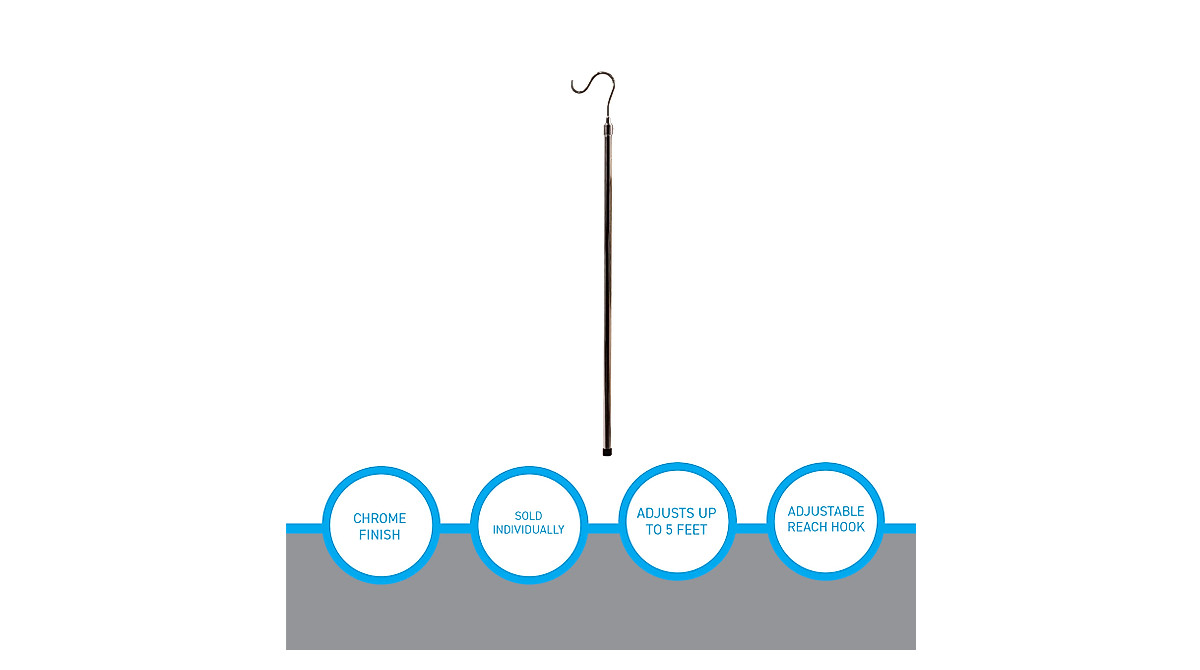SSWBasics Chrome Reach Garment Hook - Extendable Clothes Hook Pole
