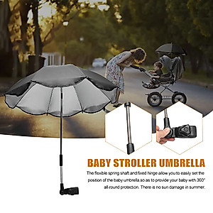 Xiaokeis Baby Stroller Umbrella Portable Folding Sun Umbrella Pushchair Parasol Umbrella Universal Clip Fixing Device Detachable Infant Sun Protection Umbrella for Pram,Pushchair Buggy(Orange)