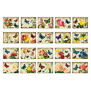 VICTORIAN FLOWERS postcard set of 20 postcards. Artistic flower in a vintage style post card variety pack. Made in USA.