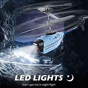 VATOS Remote Control Helicopter, 2.4GHz Obstacle Avoidance Aircraft with Altitude Hold and LED Light, 3.5CH RC Helicopter with Gyro Stabilizer, Support One Key Take Off/Landing Indoor to Fly