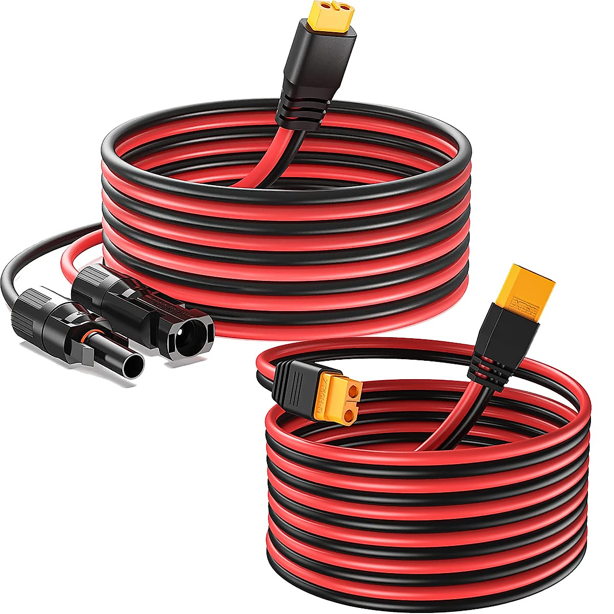 Bateria Power Solar Connector to XT60 Adapter Extension Cable and XT60 Extension Cable XT60 Connector Female to Male Extension Wire, 12AWG 20Feet Solar Panel for LiFePO4 Battery RV