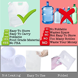 WMXWAN 21 Gallons (8 pcs, 2.6 Gallons Each), Water Storage Containers, Foldable Water Bag, BPA-Free, Premium Collapsible Water Jug, and Water Containers, for Camping, Hiking, Emergency Water Storage