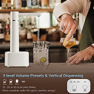 Desktop Water Dispenser for 5 Gallon Bottle. High Spout and Rotating Arm for Any Size Containers. 3 Volume Setting,Desktop and Barrel Use,USB-C Charge. Automatic Water Pump for Home,Outdoor.(White)