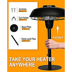 Star Patio Electric Patio Heater, Tabletop Heater, 1500W Infrared Outdoor Heater With UFO Shape Sandy Black Finish, Industrial Style Series, IP44 Waterproof, STP2036-BT