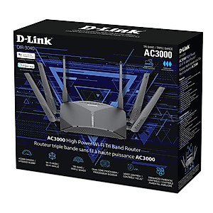 D-Link WiFi Router AC3000 Mesh Smart Internet Network Compatible with Alexa & Google Assistant, MU-MIMO Tri Band Gigabit Gaming Mesh (DIR-3040-US) (Renewed)