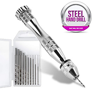 Pin Vise for Resin Casting Molds, LEOBRO Steel Hand Drill, Resin Drill with 10 PCS Drill Bit, Precision Hand Drill Tools for Epoxy Resin Arts Crafts, Wood, Clay, DIY Resin Keychain Jewelry Making