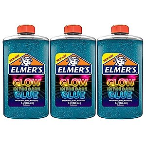 Elmer’s Glow in The Dark Liquid Glue, Washable, Blue, 1 Quart, Glue for Making Slime, 3-Pack