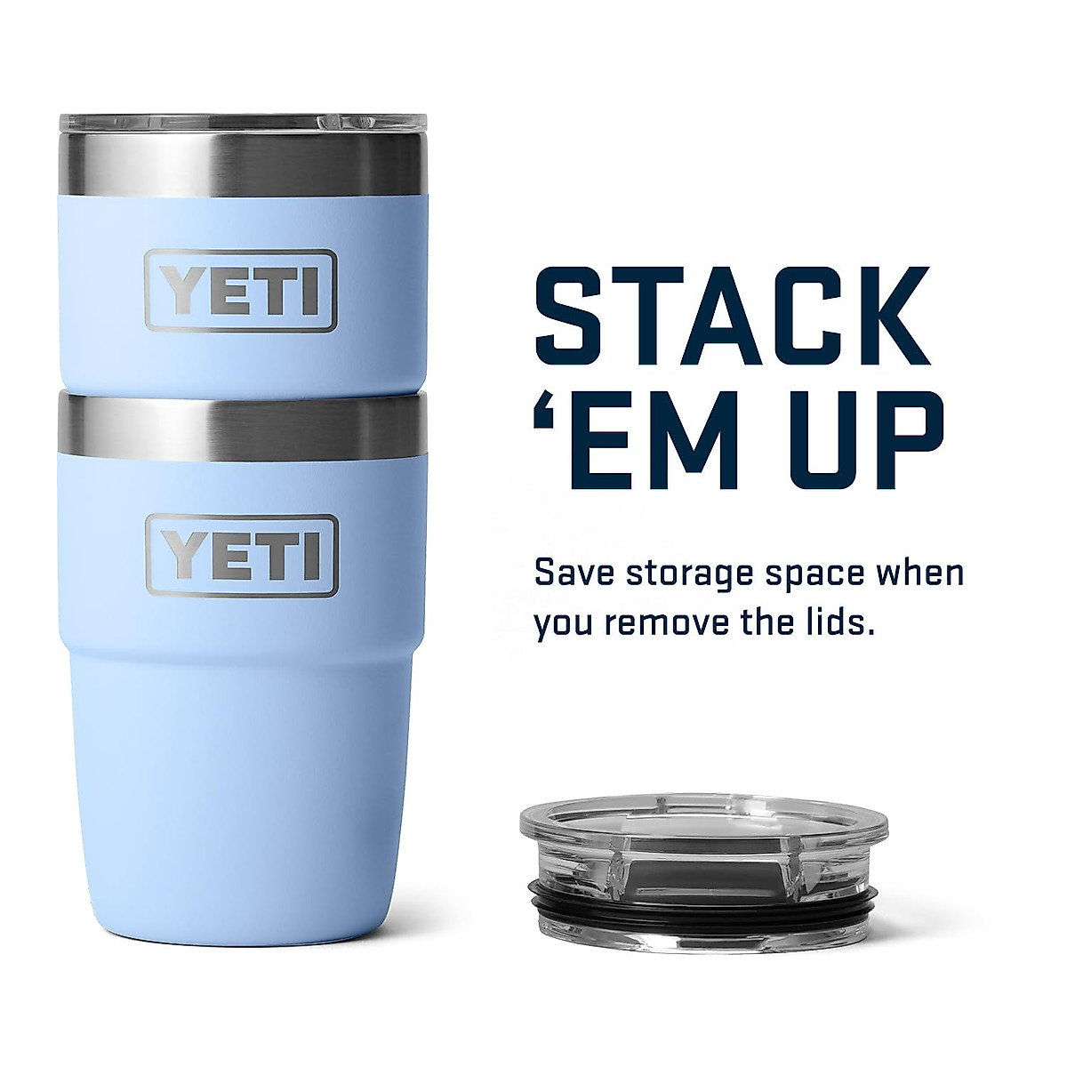 YETI Rambler 8 oz Stackable Cup, Stainless Steel, Vacuum Insulated Espresso Cup with MagSlider Lid, Big Sky Blue
