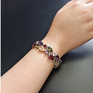 Orglace Classic Ladies Bracelet,Simulated Birthstone,Created Garnet Amethyst Morganite Peridot,White Cubic Zirconia for Women