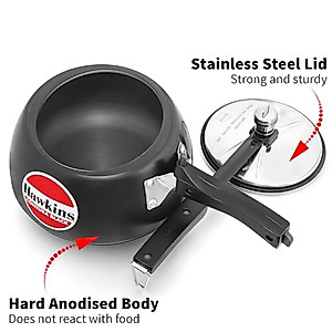 Hawkins CB30 Hard Anodised Pressure Cooker, 3-Liter, Contura Black