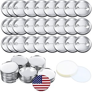 150 Pcs Round Button Parts Blank Button Making Supplies Metal Button Badge Sets for Button Maker Machine, Include Metal Shells Metal Back Cover Clear Film Components (Silver, 58 mm/ 2.28 Inch)