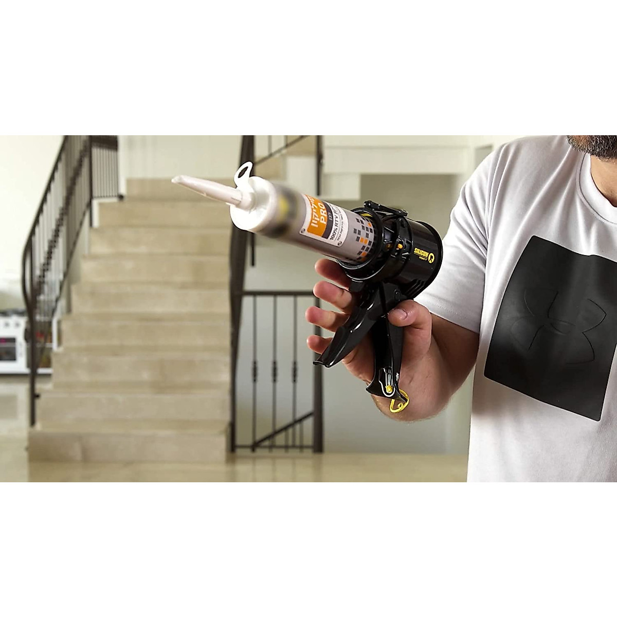 SILIGUN Compact Caulk Gun with Caulking Tools – 10 Oz Caulk Gun with No Rod – 12:1 Push Ratio Caulking Gun for Silicone, Latex, Sealant – Hand Caulking Guns for DIY Use