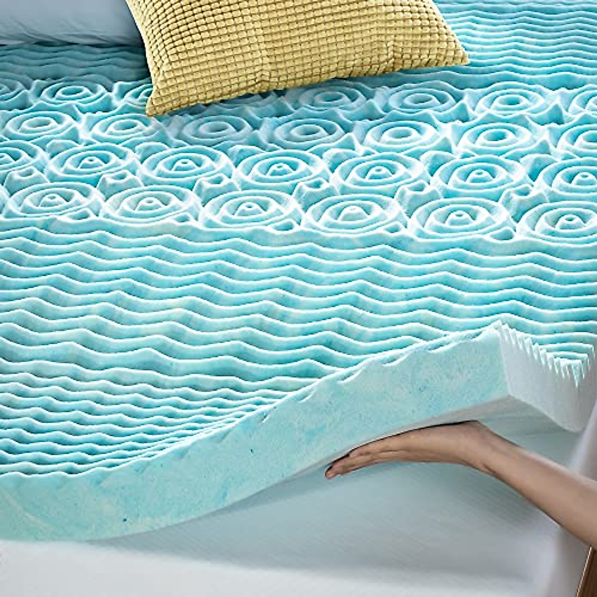 Zinus 2 Inch Green Tea Cooling Gel Memory Foam Zoned Support Mattress Topper, Full