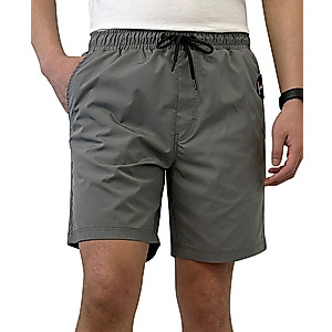 Southpole Men's Quick-Dry Water Resistant Nylon Shorts Inseam 7", Grey, Small