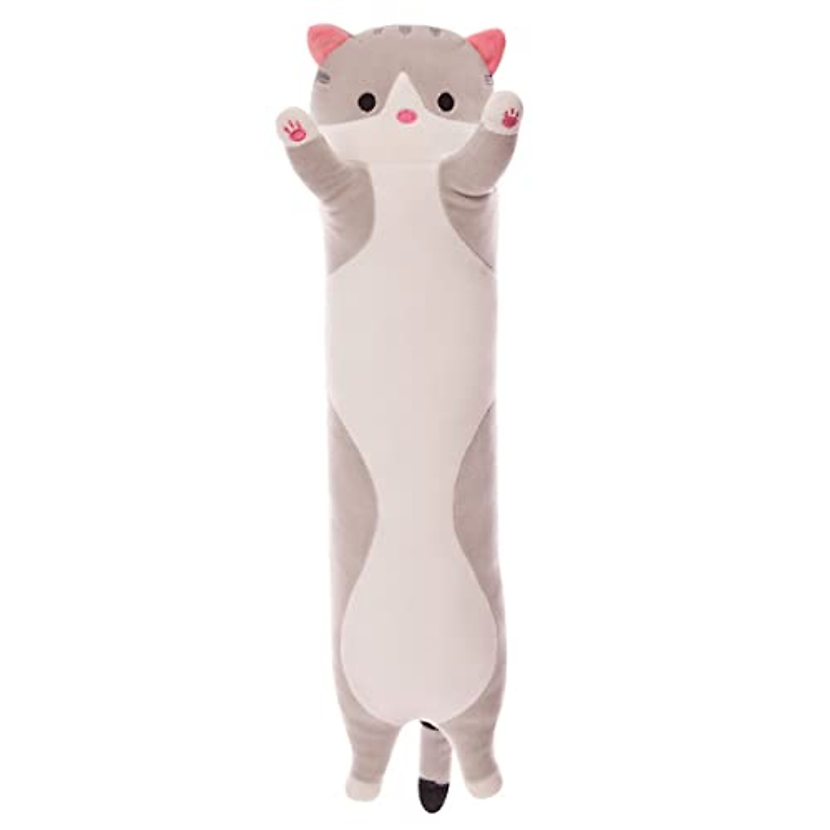 Cute SEENEEY Cat Pillow: Soft 50cm Cartoon Stuffed Animal Toy for Kids & Girls (Long Grey Cat)