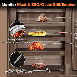 Wireless Meat Thermometer, Guichon Digital Meat Thermometer, 4 Probes Food Thermometer for BBQ, Grill, Oven, Smoker, Grill Thermometer with 500FT Remote Range