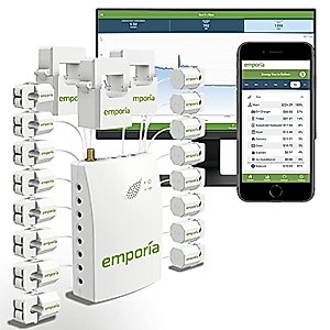 3-Phase Emporia Smart Home Energy Monitor | Real Time Electricity Monitor/Meter | Solar/Net Metering | Conserve Energy and Get Peace of Mind (Monitor with 16 50A Sensors)