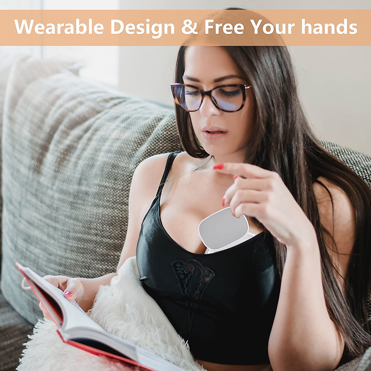 Putybudy S9 Double Wearable Electric Breast Pump, Low Noise/Invisible/Painless Hands Free, 2 Modes & 5 Levels Suction Adjustable & 180ml Collector, Portable for Mom Breastfeeding Anytime, 24MM/Gray