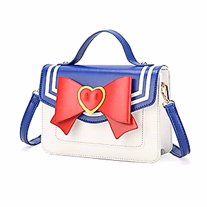 Sailor Moon Inspired Anime Purse Cosplay Top-Handle Handbag Small Shoulder Crossbody Messenger Bag for Women Girls (Blue)