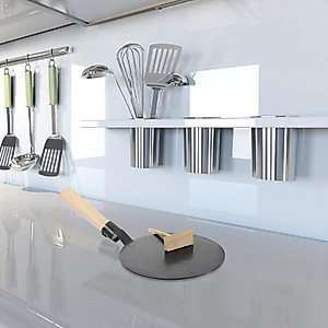 1 Set Nonstick Crepe Pan with Spreader Cast Iron Dosa Pan Pancake Flat Skillet Griddle with Wooden Handle for Roti Egg Omelet Tortilla