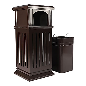 40L Outdoor Trash Can Commercial Garbage Enclosure with Locking Lid, Installation-Free, Galvanized Sheet (Black) 35.4 x 15.7 x 15.7 in
