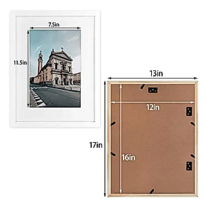 Golden State Art, Wall Photo Frame Collection, 12x16 Photo Wood Frame with White Mat & Real Glass for 8x12 Picture, White
