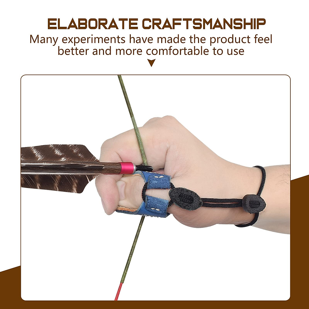 Elong Soft Leather & Brass Thumb Armor Ming Guang Archery Thumb Ring for Traditional Reurve Bow Finger Guard Protector Shooting Glove