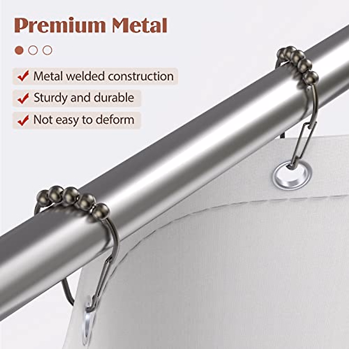 Lewondr Shower Curtain Hooks, Decorative Glide Rings Hooks Shower Curtain Rings for Bathroom Shower Hanging Rods Liner, Set of 12, Bronze