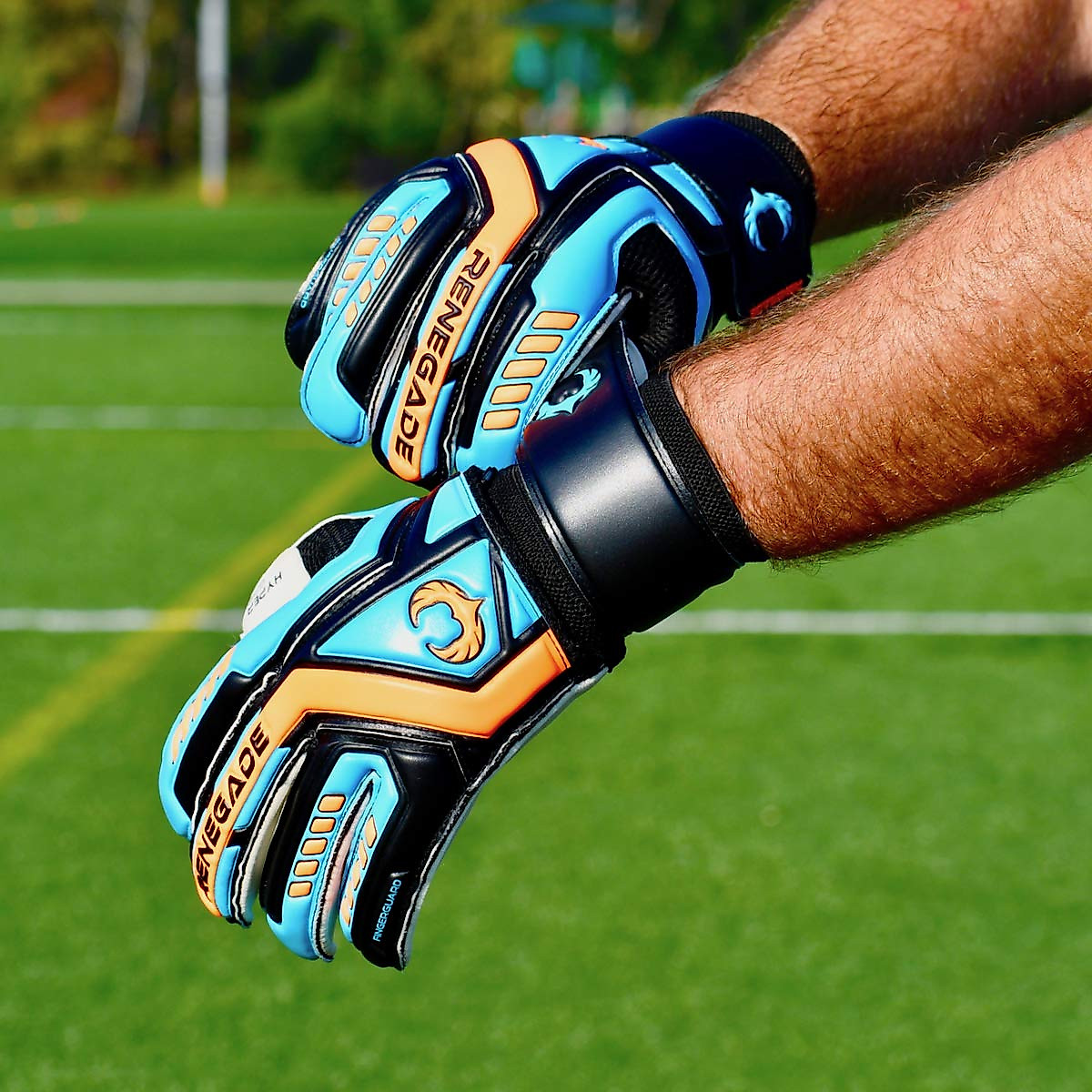 Renegade GK Talon Cyclone 2 Goalie Gloves with Pro-Tek Fingersaves | 4mm Hyper Grip & Duratek | Black, Orange, Blue Soccer Goalkeeper Gloves (Size 5, Kids, Boys, Girls, Roll Cut, Lvl 3)