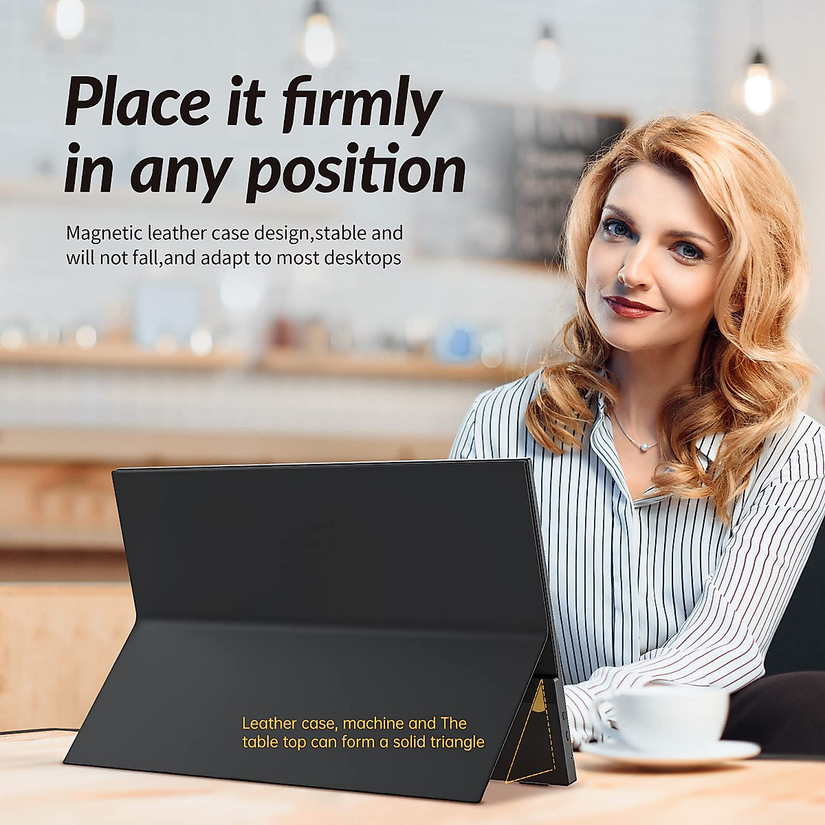 cocopar USB-C Portable Monitor - 15.6 Inch FHD HDR FreeSync Zero Frame USB-C Computer Display with Dual Type-C Mini HDMI for Laptop PC Mac Surface Xbox PS4 Switch, with Smart Cover