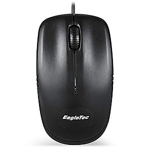 Eagletec KM120 Wired Keyboard and Mouse Combo Slim, Flat & Quiet, Ergonomic Full Size 104 Keys Keyboard & Small Portable Mouse for Windows PC (Black Wired Keyboard & Mouse Set)