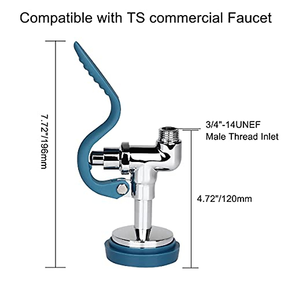 KWODE Blue Pre Rinse Spray Valve for All Brand Commercial Kitchen Sink Faucet Sprayer Replacement Part High Pressure 1.42gpm Water Flow Dish Sprayer