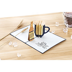 Liif Beer 3D Greeting Pop Up Fathers Day Card, Happy Birthday Card For Dad, Husband, Son, Brother, Men, Congratulations, Retirement, Friendship, Thinking Of You