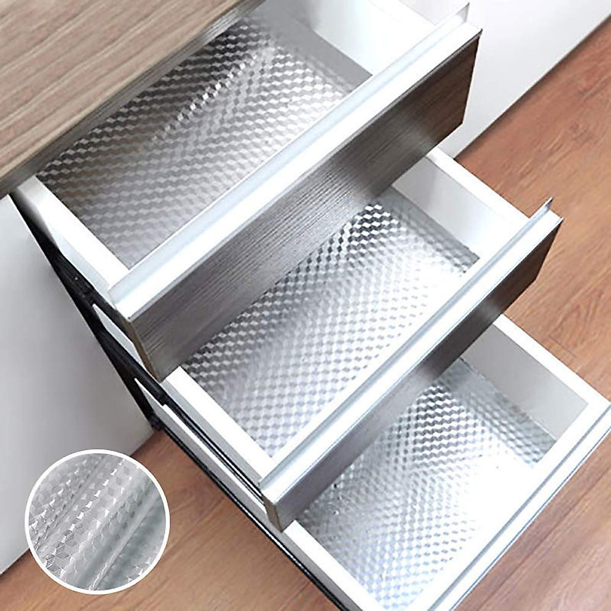 Kitchen Oil Proof Waterproof Sticker Aluminum Foil, Self Adhesive Backsplash Wallpaper, Removable Protective Film for Wall Stove Cabinet Countertop Drawer Liner (2 Roll, Each 117 x 11.7") (30ml)