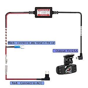 Gebildet Dash Cam Hardwire Kit Mini USB,10ft 12V-24V to 5V Low Voltage Protection ACN/ACS/ACU Add a Circuit Fuse Holders (Right Angle Mini USB+Fuse kit)