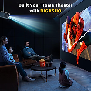Projector with 5G WiFi and Bluetooth - BIGASUO 540 ANSI Native 1080P Outdoor Movie Projector 4k Support, Home Video Projector Support 200"/Zoom/HiFi, Compatible with HDMI/USB/TV/iOS&Android