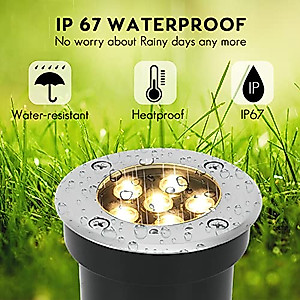 ACHENGE In-ground Lights Landscape Light 4 Pack 6w 12v Low Voltage LED Well Light Waterproof IP67 Pathway Lights Outdoor spotlights Trees Flags for Garden,Yard,Tree
