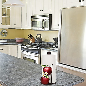 Decorative Apple Paper Towel Holder, Easy Tear Paper Towel Stand for Your Kitchen Countertop, Looks Great with Any Farmhouse or Apple Decor