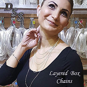 925 Sterling Silver 1MM Box Chain Lobster Claw Clasp 20 inch