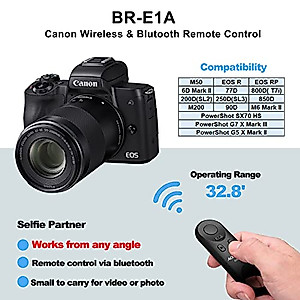 AODELAN Wireless Shutter Release for Canon EOS M50,M50 Mark II,M6 Mark II,6D Mark II,T7i,77D,SL2,SL3(EOS 250D),90D,200D,EOS R,800D,Replace Canon BR-E1 Remote Control