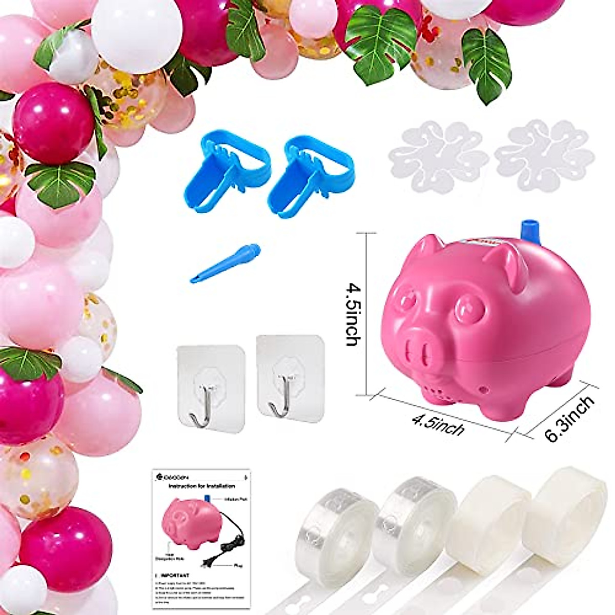 IDAODAN Balloon Pump Electric, Portable Little-Pig Shape Balloon Inflator Air Blower for Kid's Birthday, Wedding, Christmas, Party Decoration - 110V 600W, Electric Air Balloon Pump