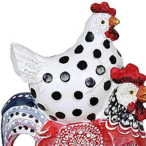 Exhart Stacked Hens Garden Statue, Durable Hand Painted Resin, Cute Farm Garden Décor, 7.5"x4"x12.5"