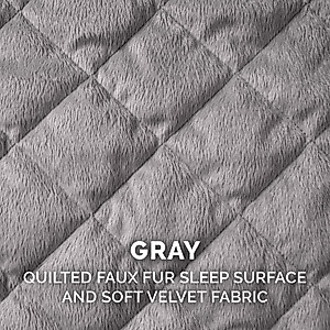 Furhaven Orthopedic Dog Bed for Extra Large Dogs w/ Bonus Water-Resistant Liner & Removable Washable Cover, For Dogs Up to 300 lbs - Goliath Quilted Faux Fur & Velvet Bolster Chaise - Gray, XXL