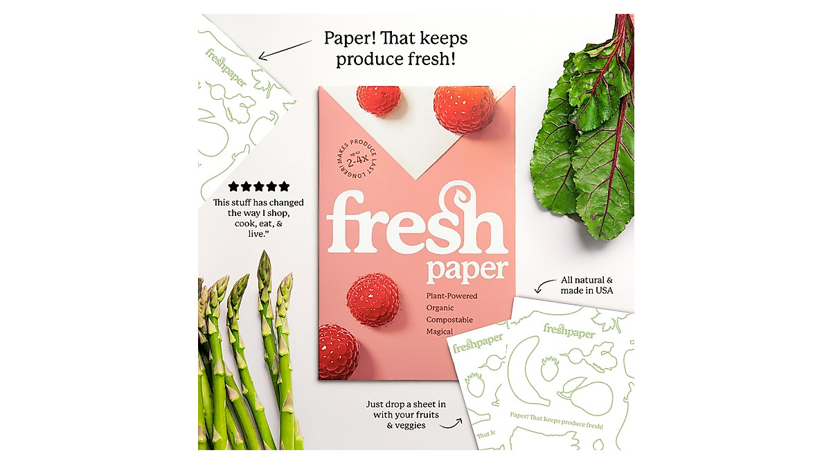 FRESHPAPER Food Saver Sheets for Longer Fruit & Veggie Freshness