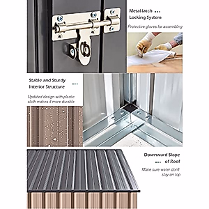 AECOJOY Lean to Storage Shed, 6' x 8' Metal Side Door Sheds & Outdoor Storage, Wall Outdoor Storage Cabinet for Garden